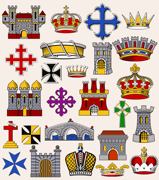 Armorial Gold Heraldry Images - Heraldic Crowns, Castles and Crosses